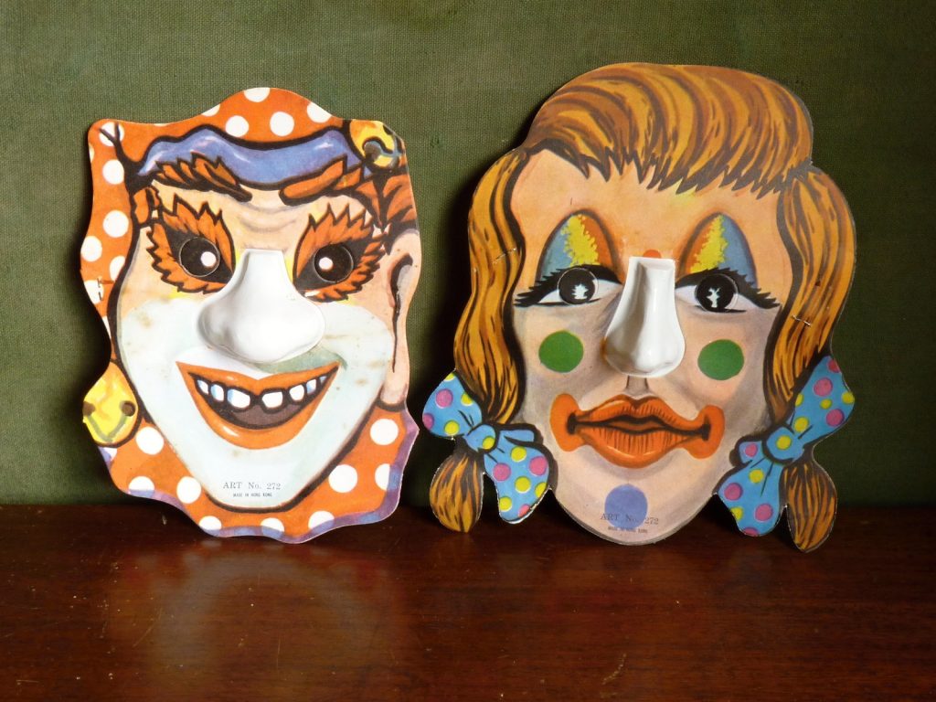Two 1950s masks with moulded plastic noses - Anything In Particular