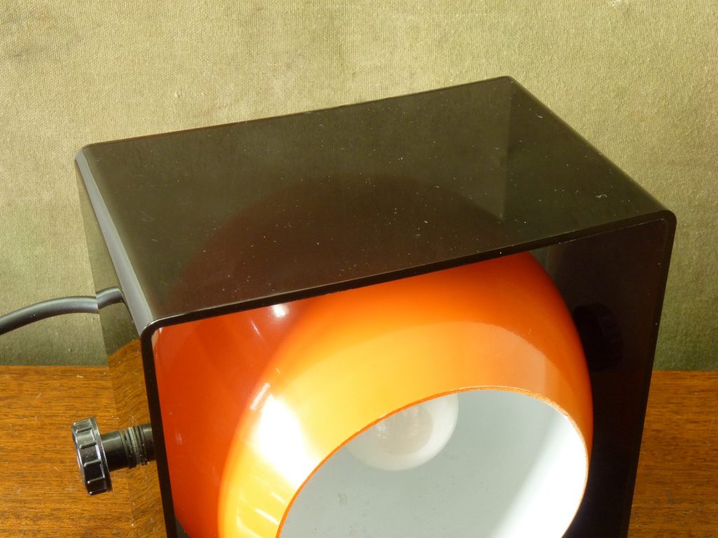 Herbert Terry 2000 Series "Cyclops" Lamp in Orange and Smoked Acrylic ...