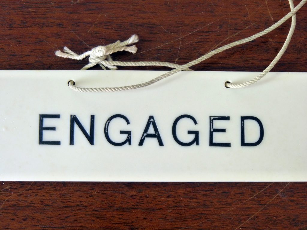 Vintage Engaged Sign in Cream with Black Lettering - Anything In Particular