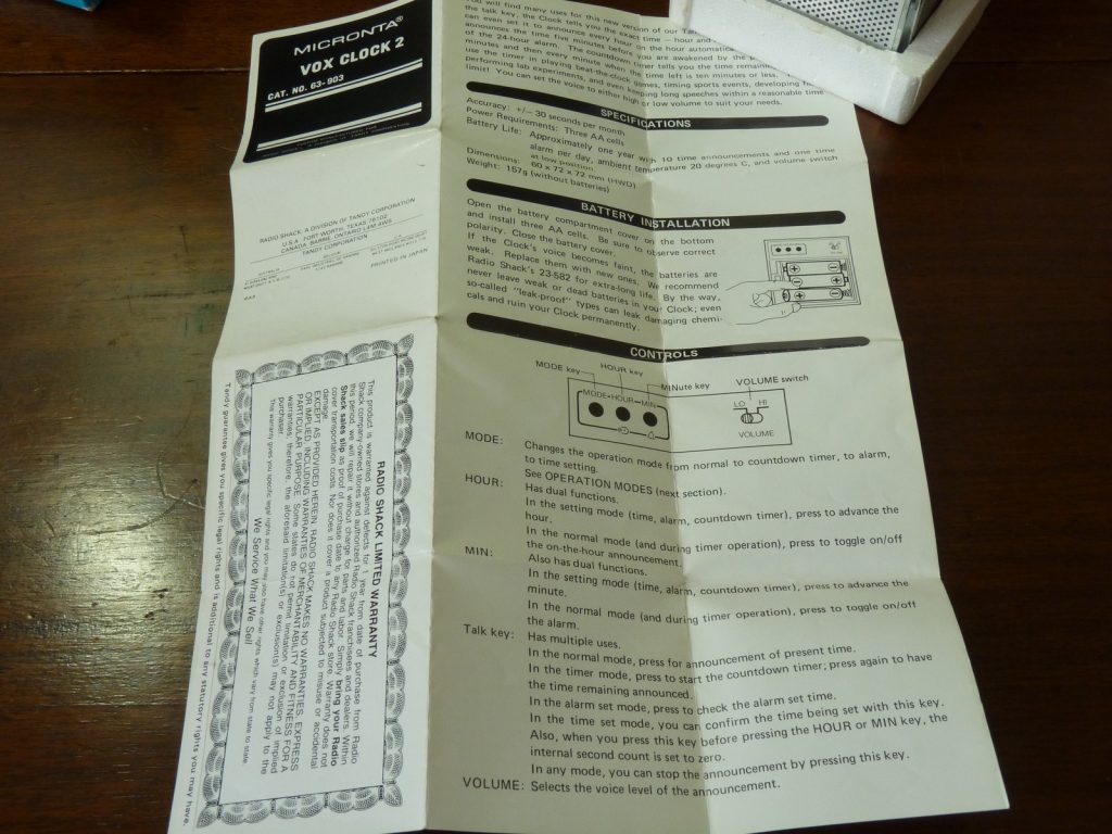 Boxed Micronta VoxClock 2 Talking Clock with Alarm and Countdown Timer ...